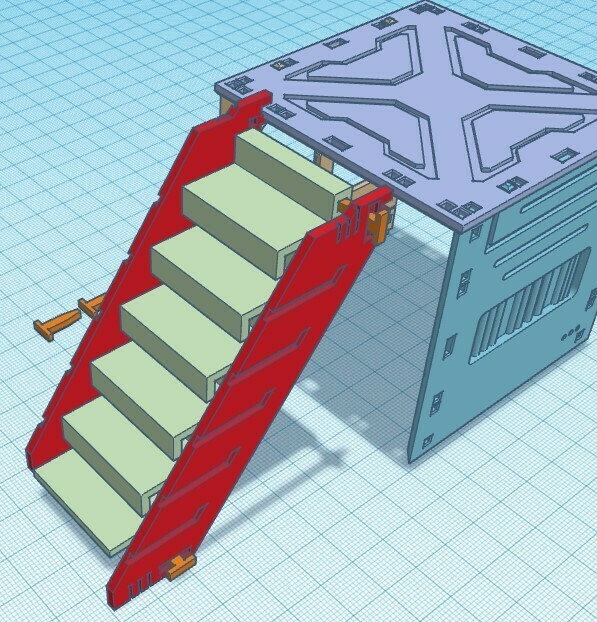 Free 3D file 3" cube Sci-fi modular terrain 7a - more stairs・3D print ...